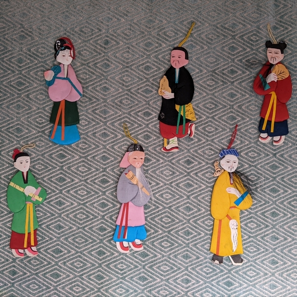 Holiday | Vintage Cloth Paper Ornaments Set Of 6 | Poshmark